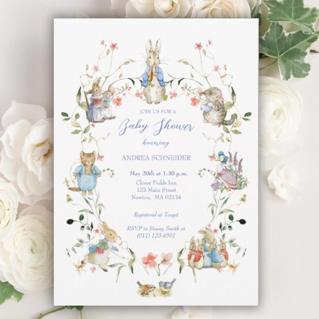 Host a Beautiful Beatrix Potter Peter Rabbit Baby Shower including a ...