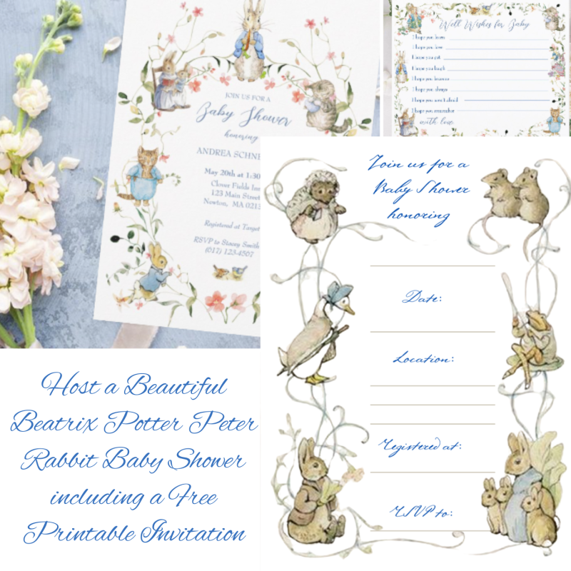 Host a Beautiful Beatrix Potter Peter Rabbit Baby Shower including a ...